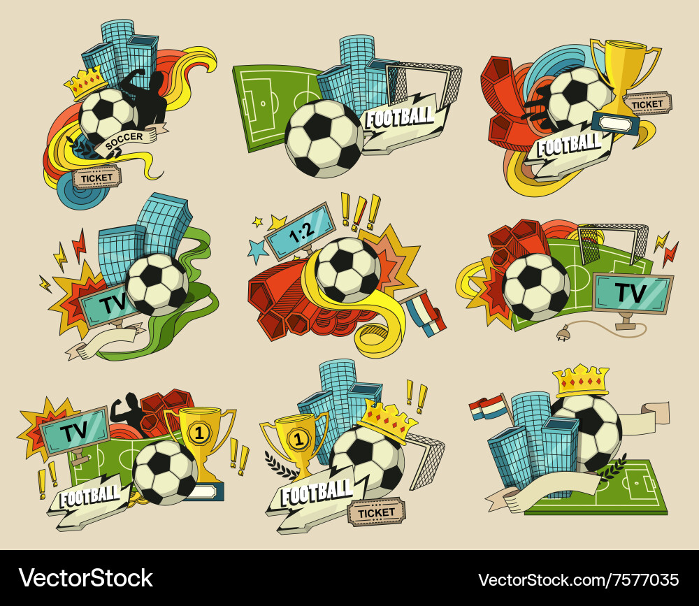 Football sports elements Royalty Free Vector Image