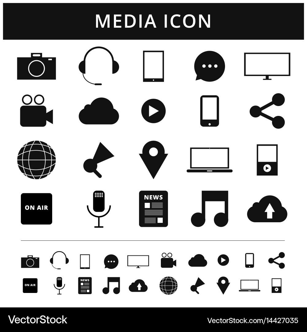 Media icons simplus series each icon is a single Vector Image