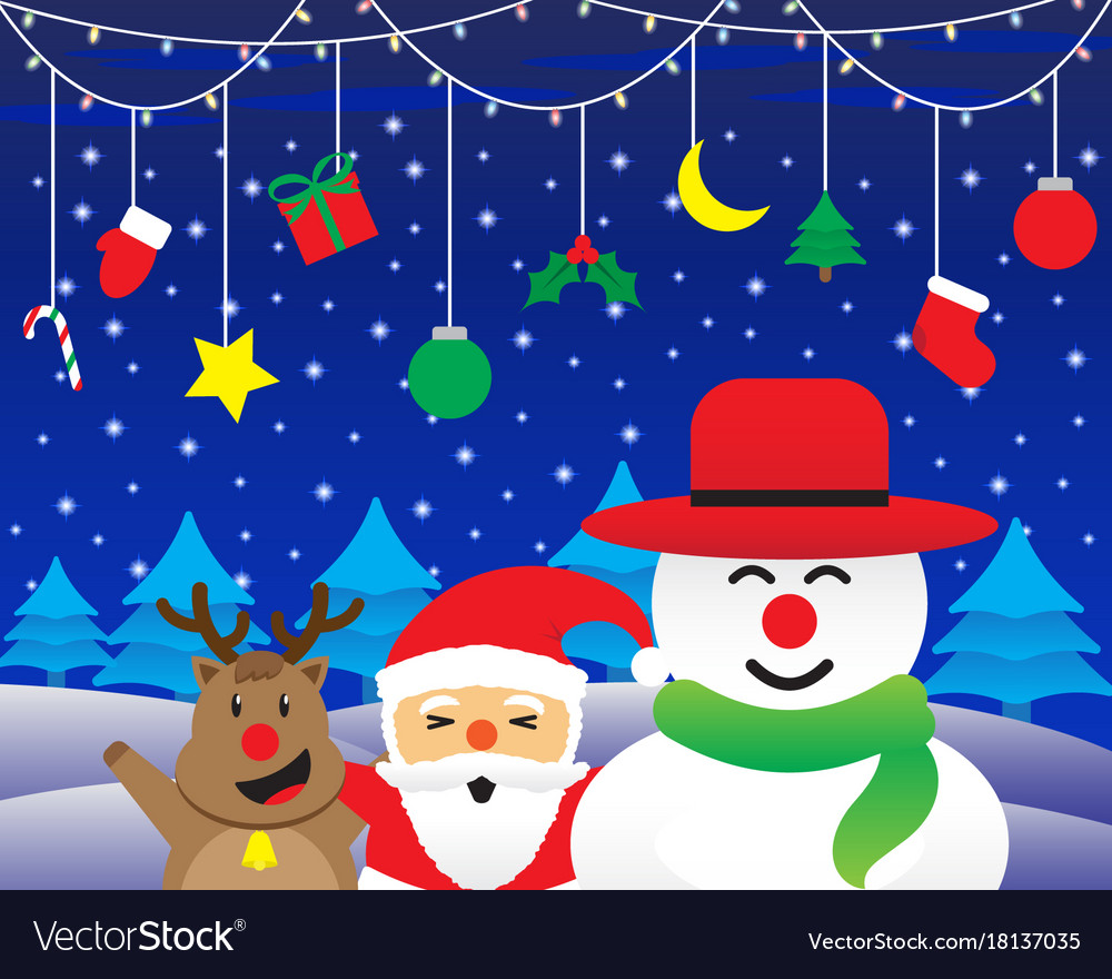 Merry christmas - happy three friends Royalty Free Vector