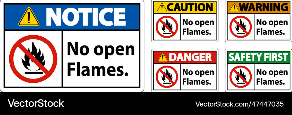 No open flames label sign on white background Vector Image
