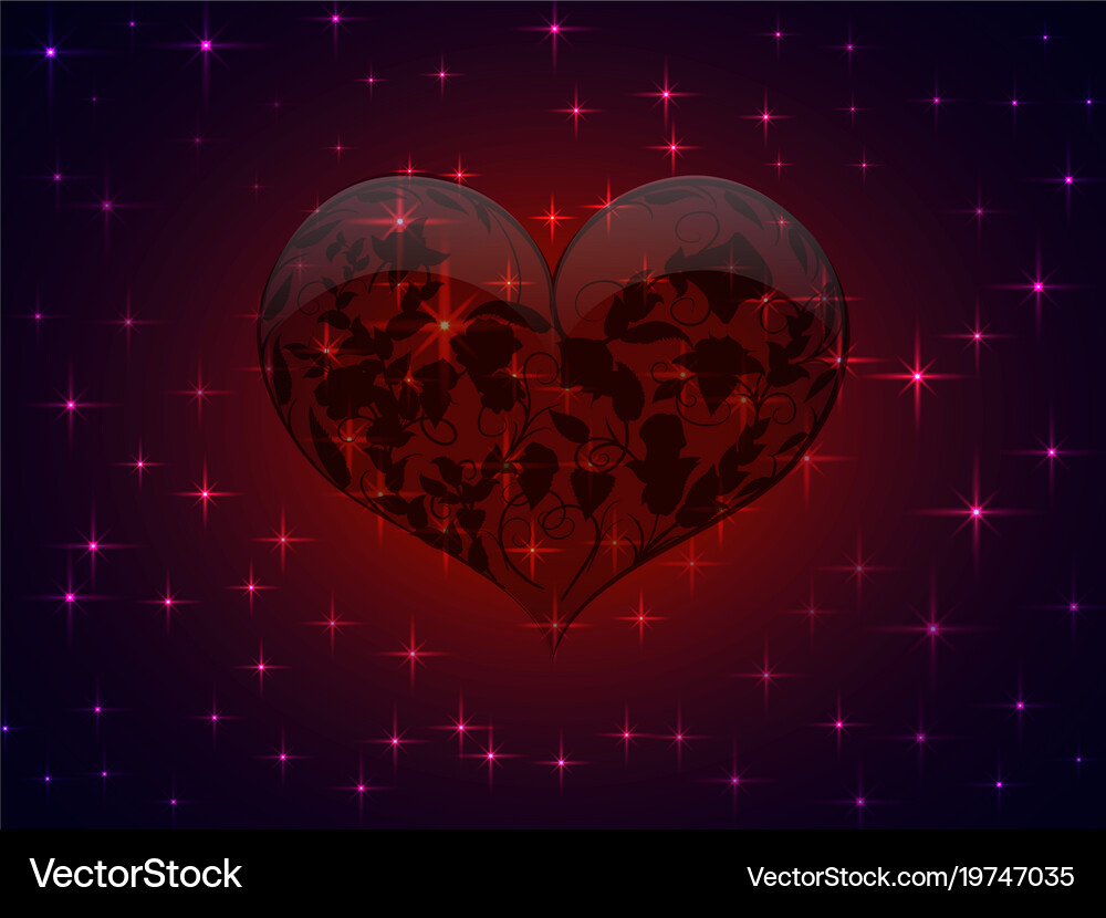 Translucent red heart with the contours Royalty Free Vector