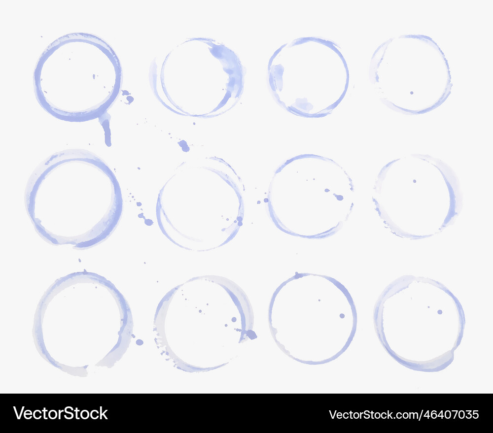 Water glass or cup stain texture set design Vector Image