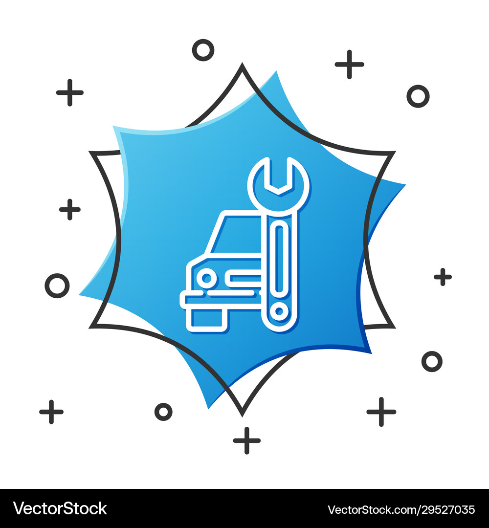 White line car service icon isolated on Royalty Free Vector