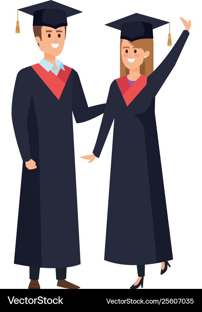 Young couple students graduated celebrating Vector Image