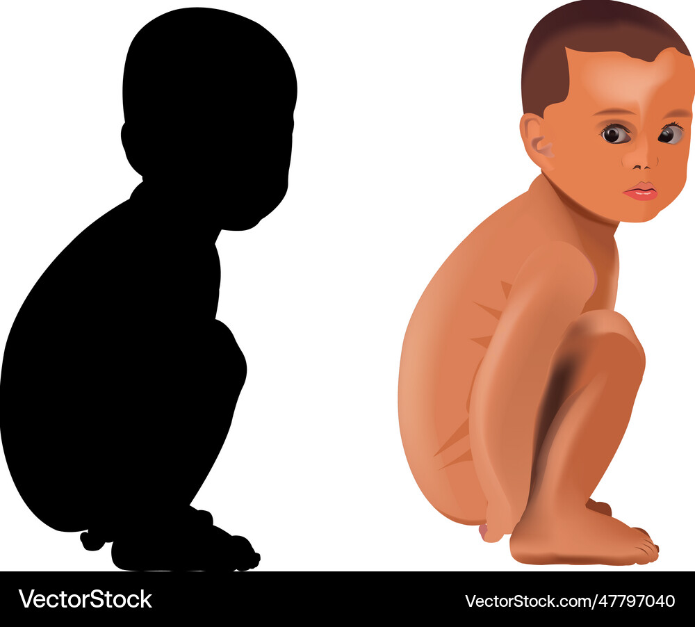 A child in the shadow on white background Vector Image