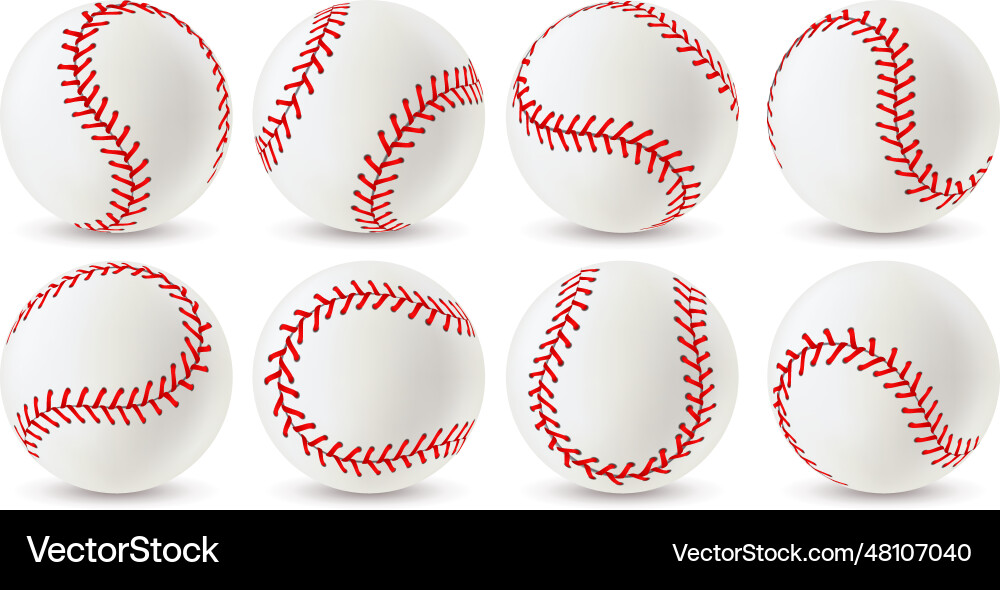 Baseball ball leather white softball with red Vector Image