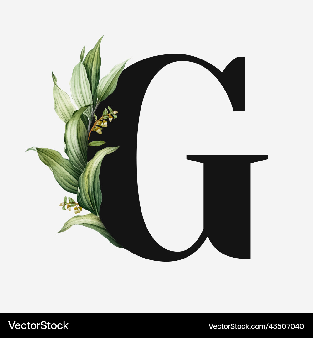 Botanical capital letter g Royalty Free Vector Image