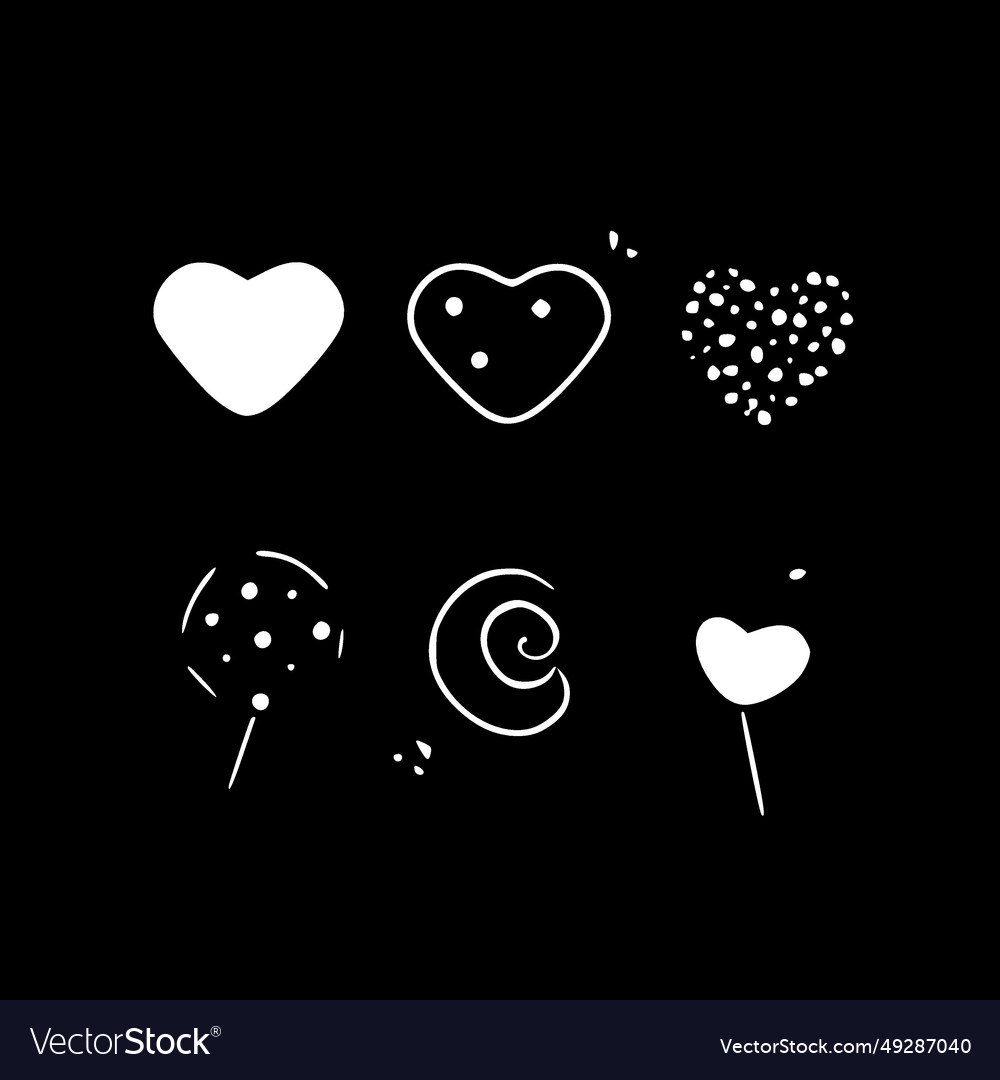 Candy hearts - black and white Royalty Free Vector Image