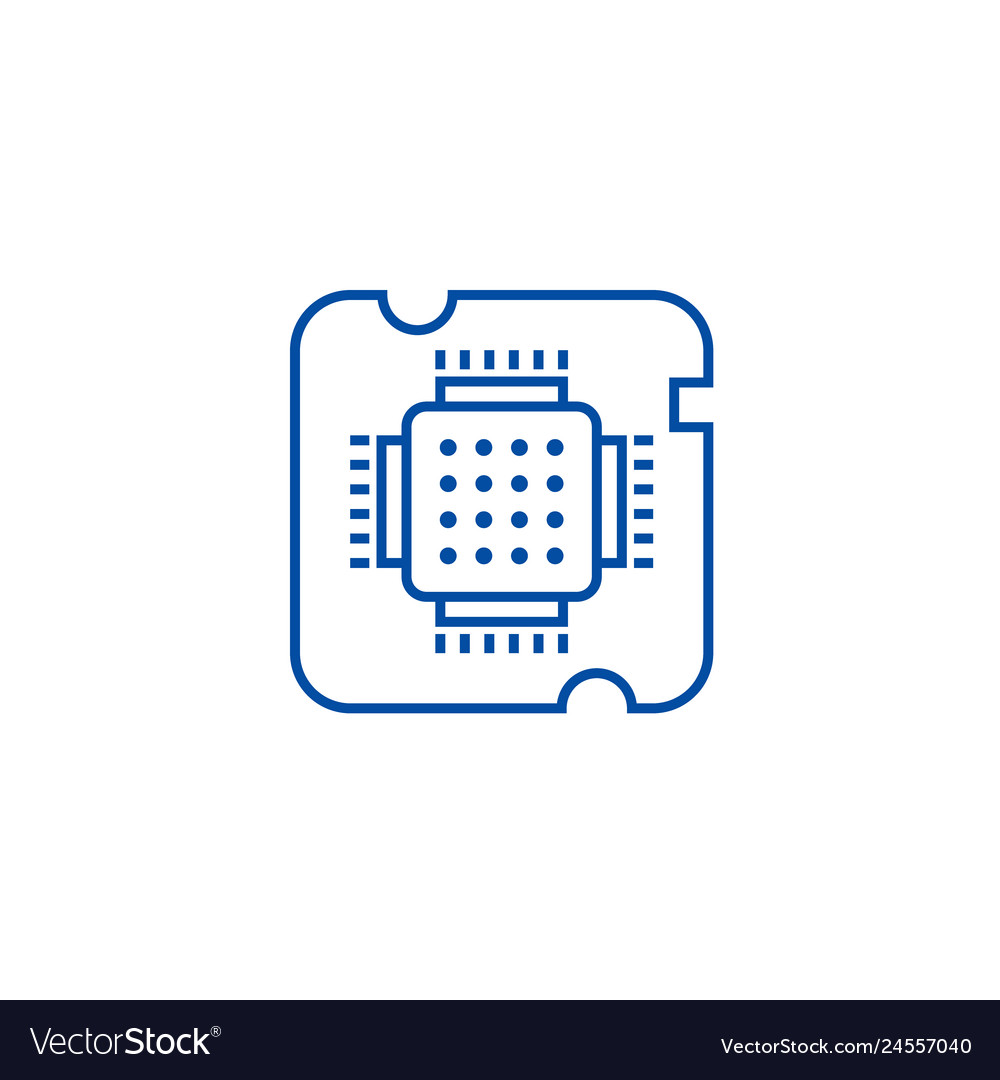 Cpu socketchip line icon concept socketchip Vector Image
