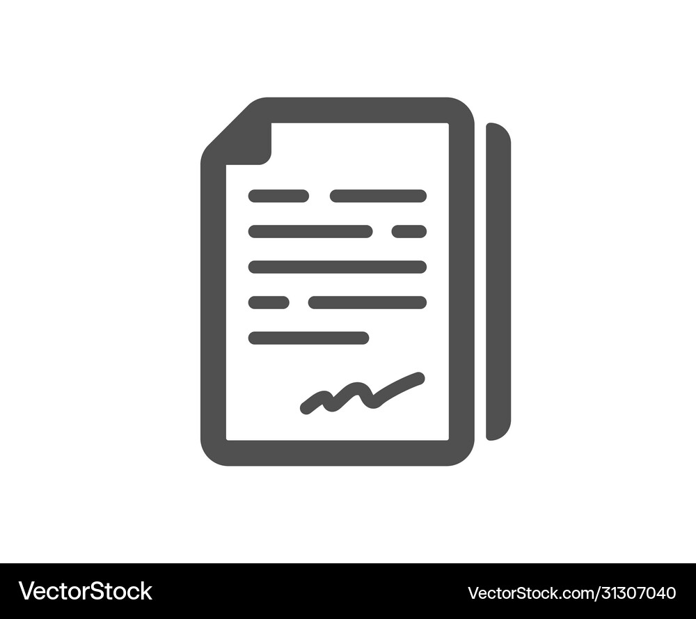 Document signature icon agreement doc file sign Vector Image