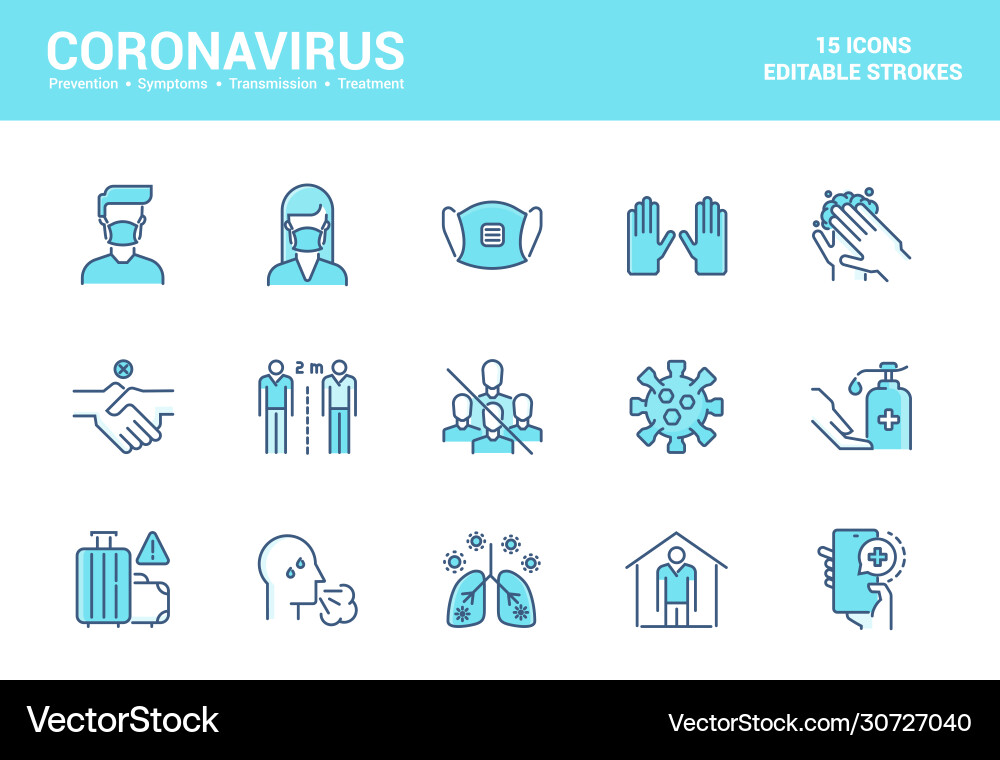 Flat line filed icons design-coronavirus Vector Image