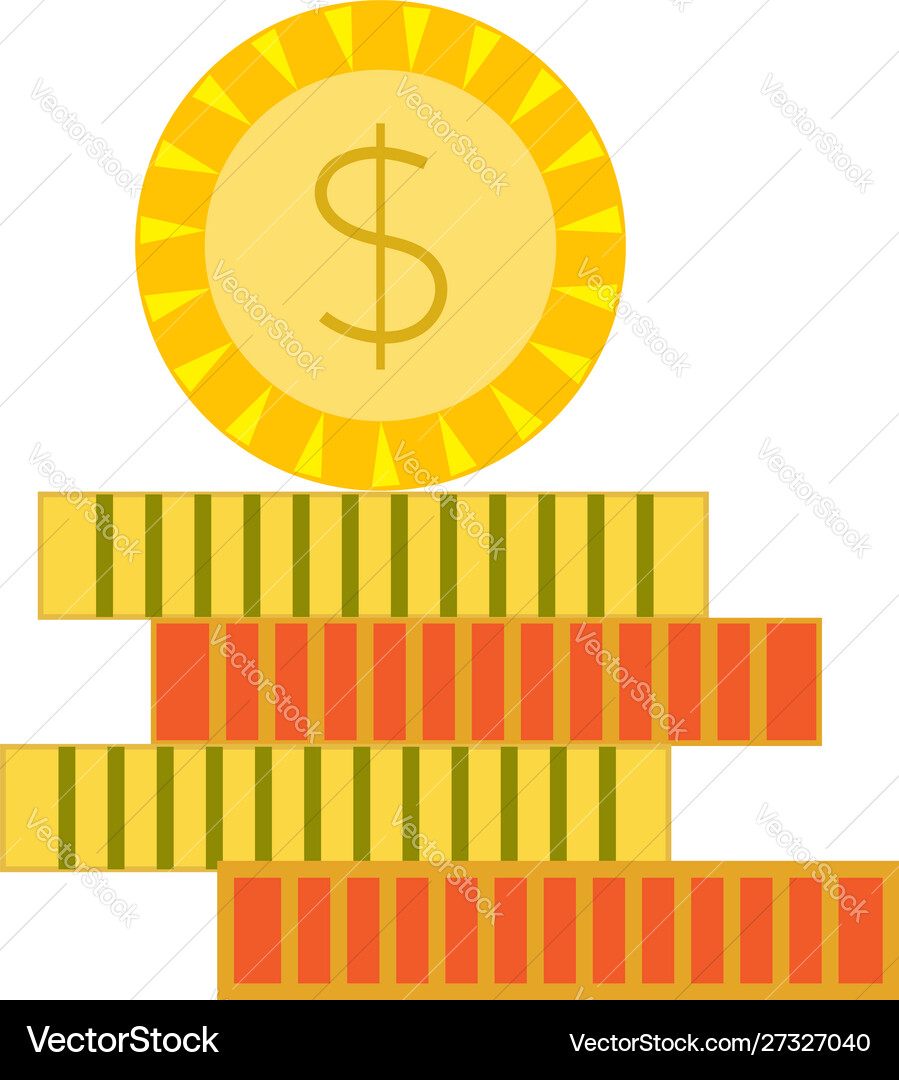 Gold coins on white background Royalty Free Vector Image