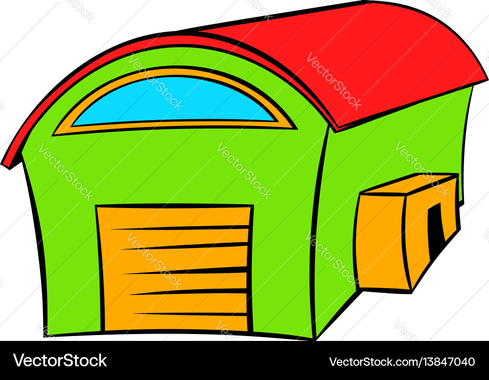 Industrial warehouse with roller door icon Vector Image