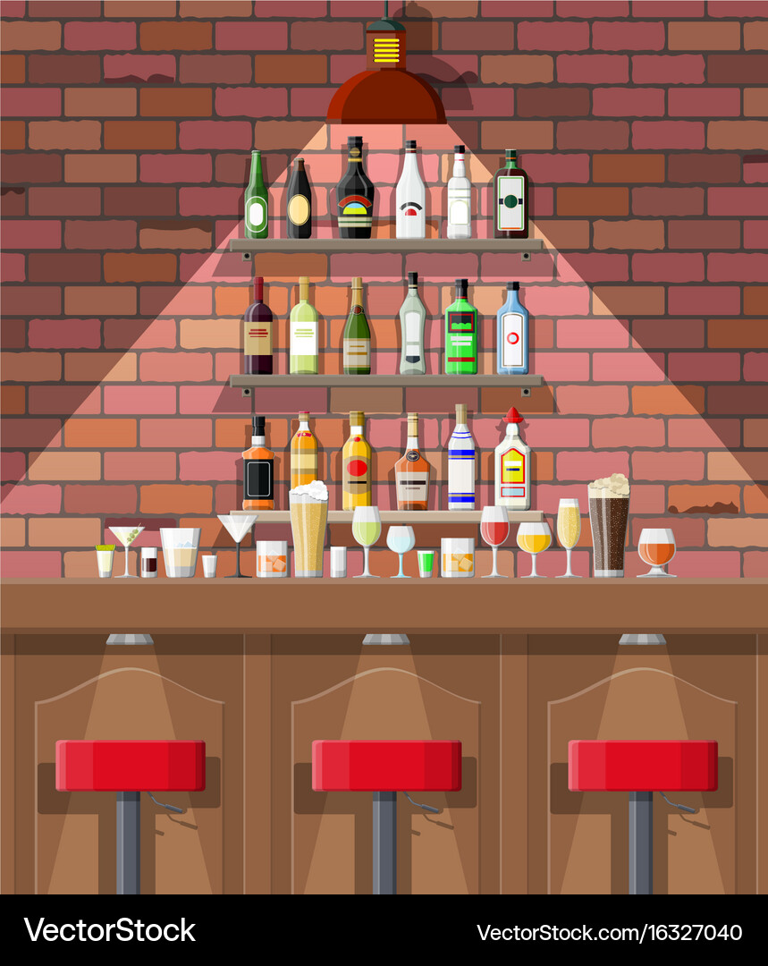 Interior of pub cafe or bar Royalty Free Vector Image