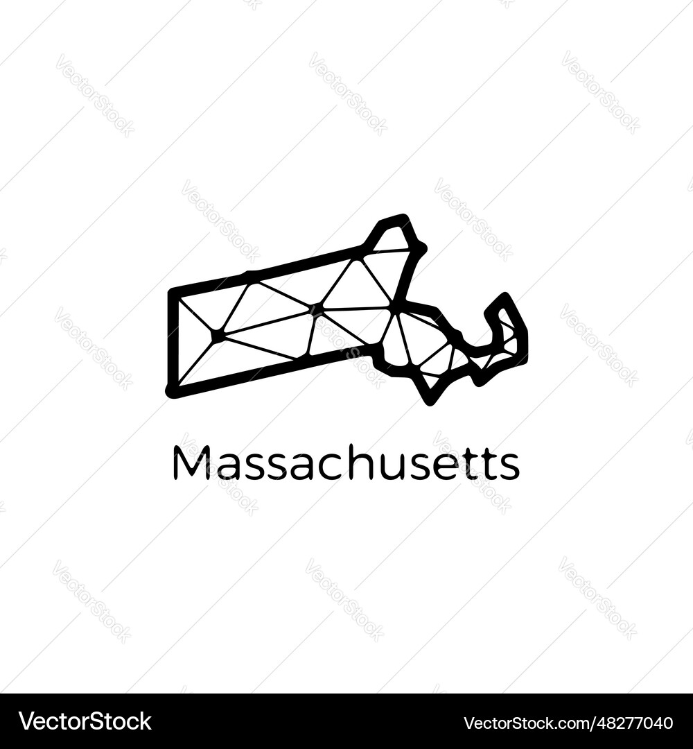 Massachusetts state map polygonal made of lines Vector Image