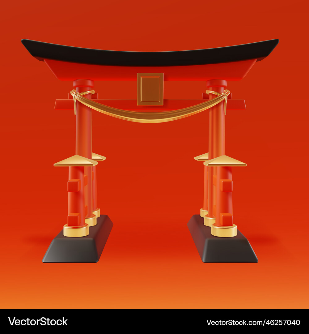Realistic detailed 3d ryoubu torii gate Royalty Free Vector
