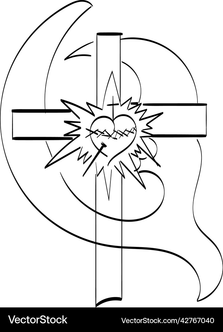 Sacred heart jesus drawing Royalty Free Vector Image