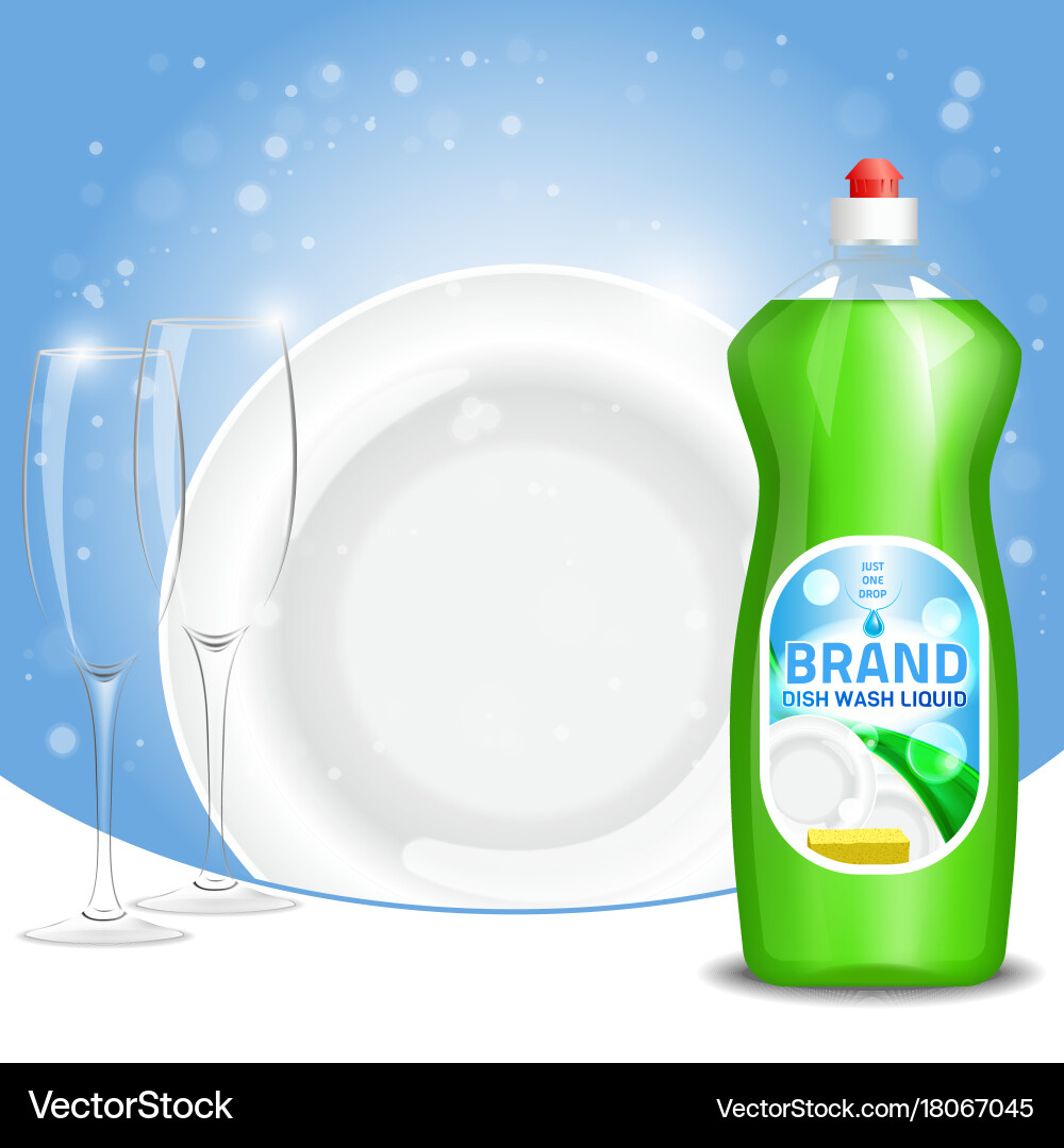 3d green color dishwashing Royalty Free Vector Image