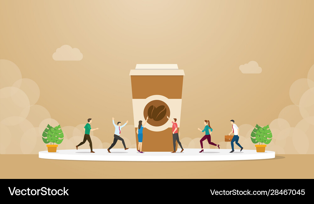 Coffee addiction with cup tall glass Royalty Free Vector