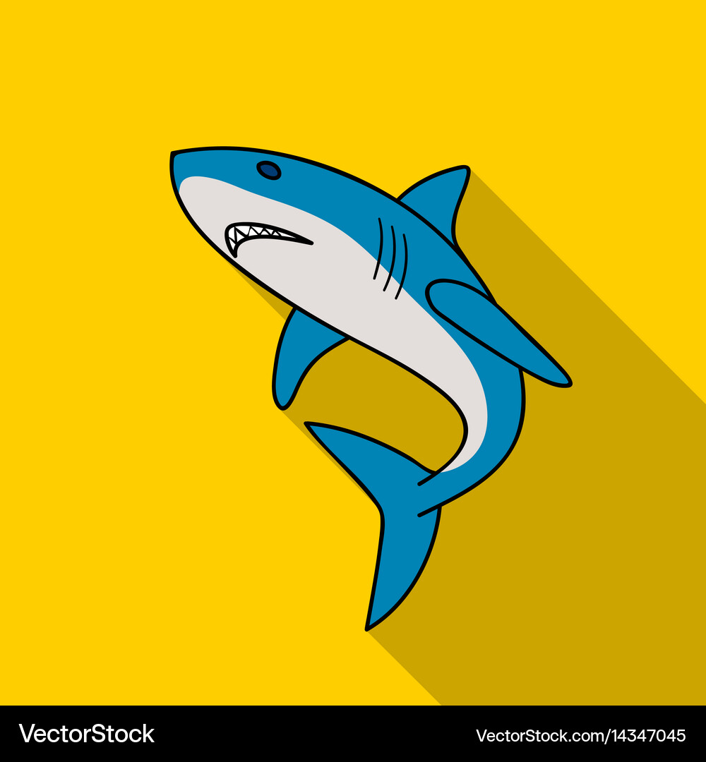 Great white shark icon in flate style isolated Vector Image
