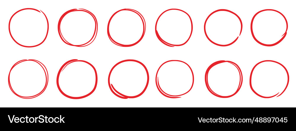 Hand drawn red marker round frame hand drawn Vector Image