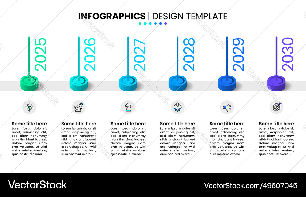 Infographic template timeline with years and 6 Vector Image