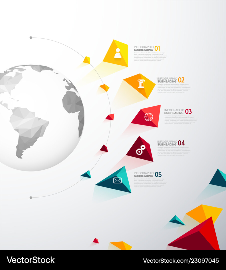 Infographic template with five colorful shapes Vector Image