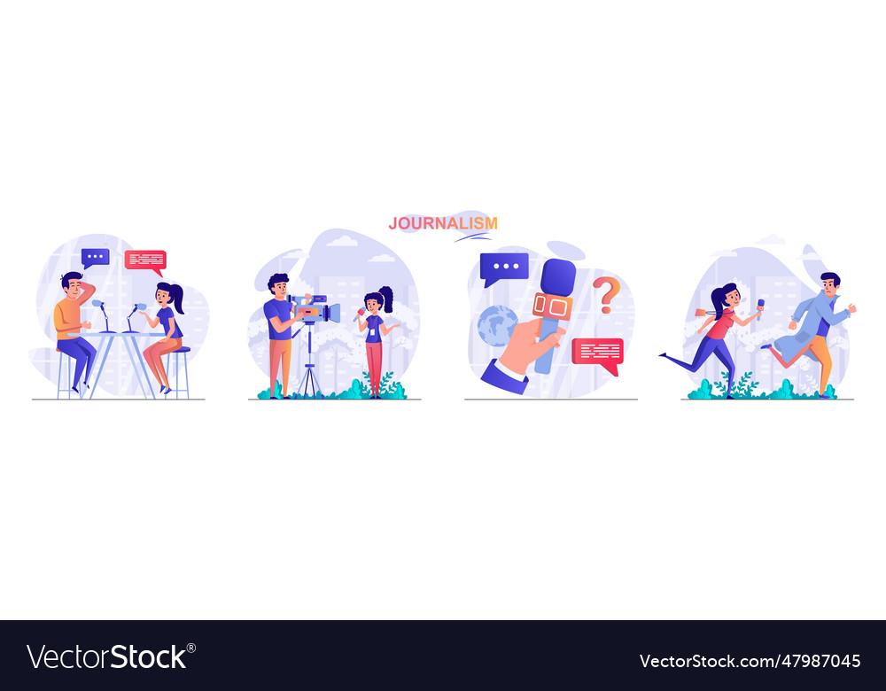 Journalism concept scenes set journalist Vector Image