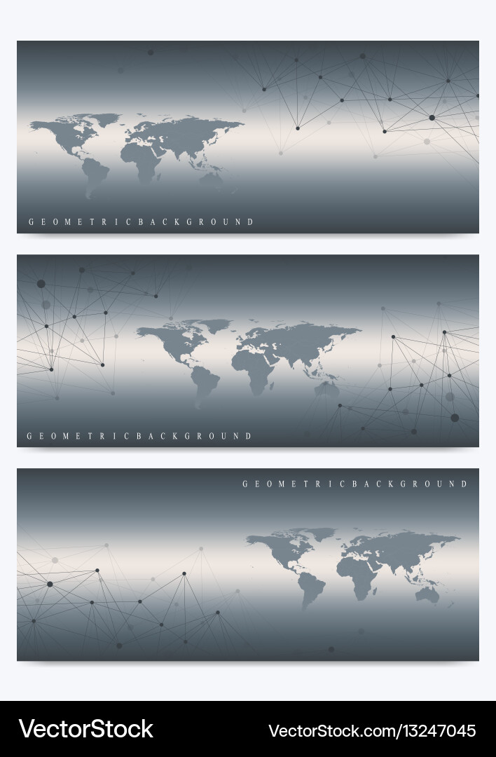 Modern set of banners with world map Royalty Free Vector