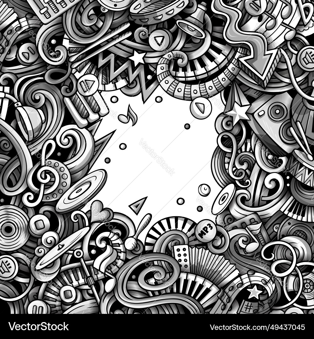 Music doodles musical frame design Royalty Free Vector Image