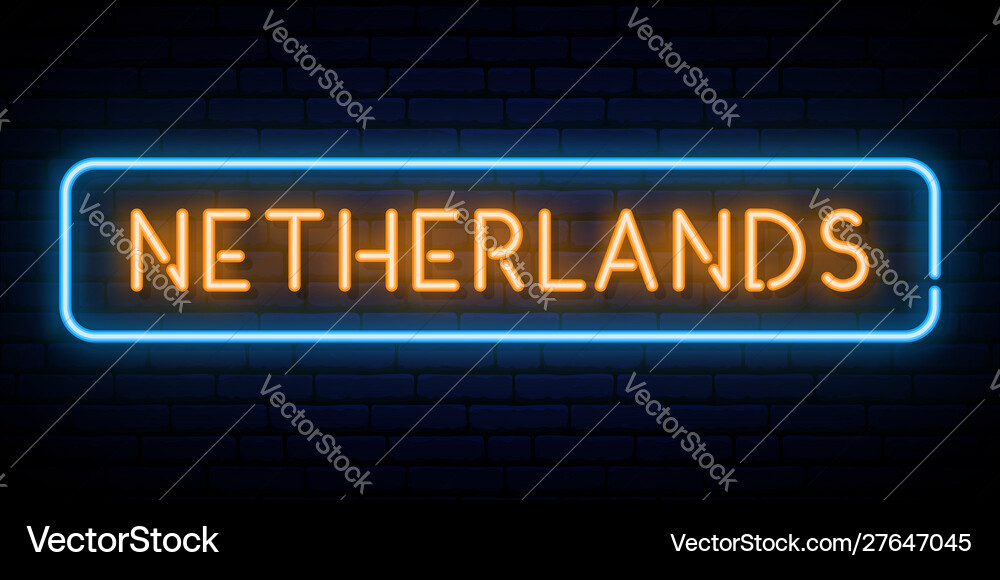 Netherlands neon sign bright light signboard Vector Image