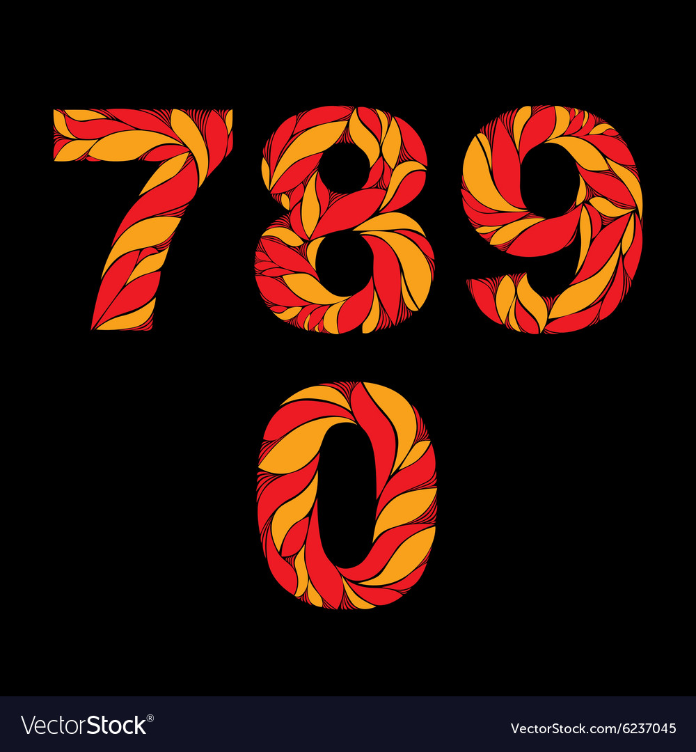 Ornamental bright figures red numbers decorated Vector Image