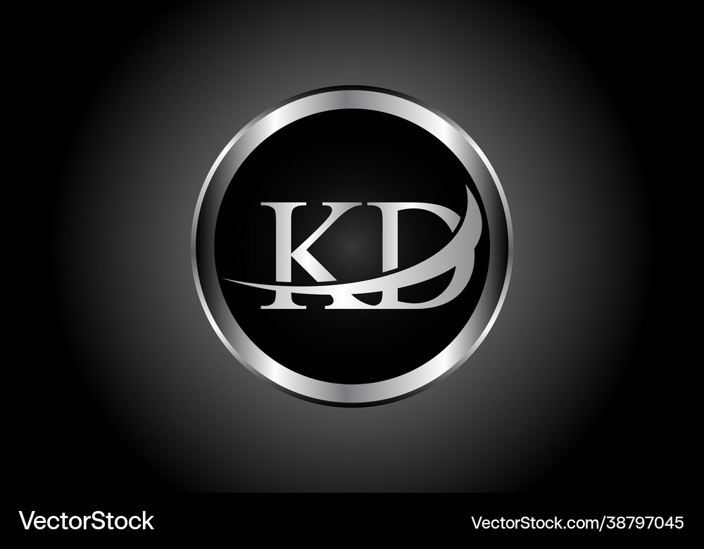 Silver letter kd metal combination alphabet logo Vector Image