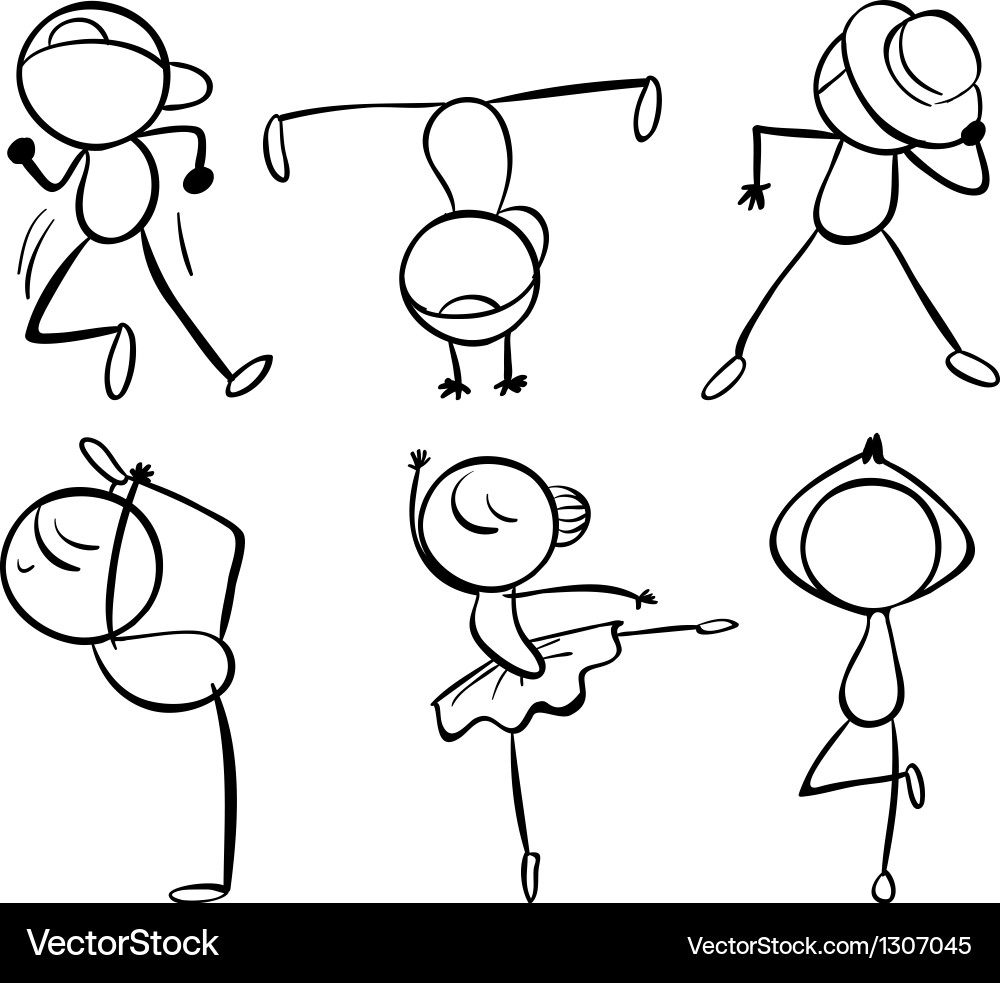Six different kinds dance moves Royalty Free Vector Image