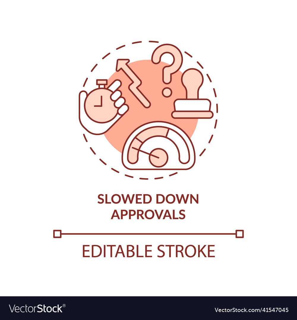 Slowed down approvals red concept icon Royalty Free Vector