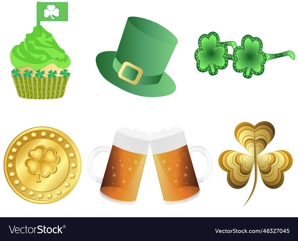 St patricks day icons set Royalty Free Vector Image