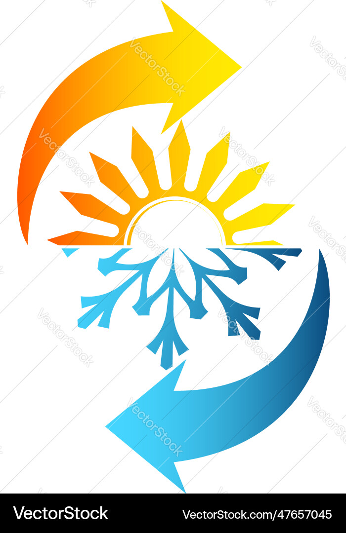 Sun and snowflake blue and orange arrows Vector Image