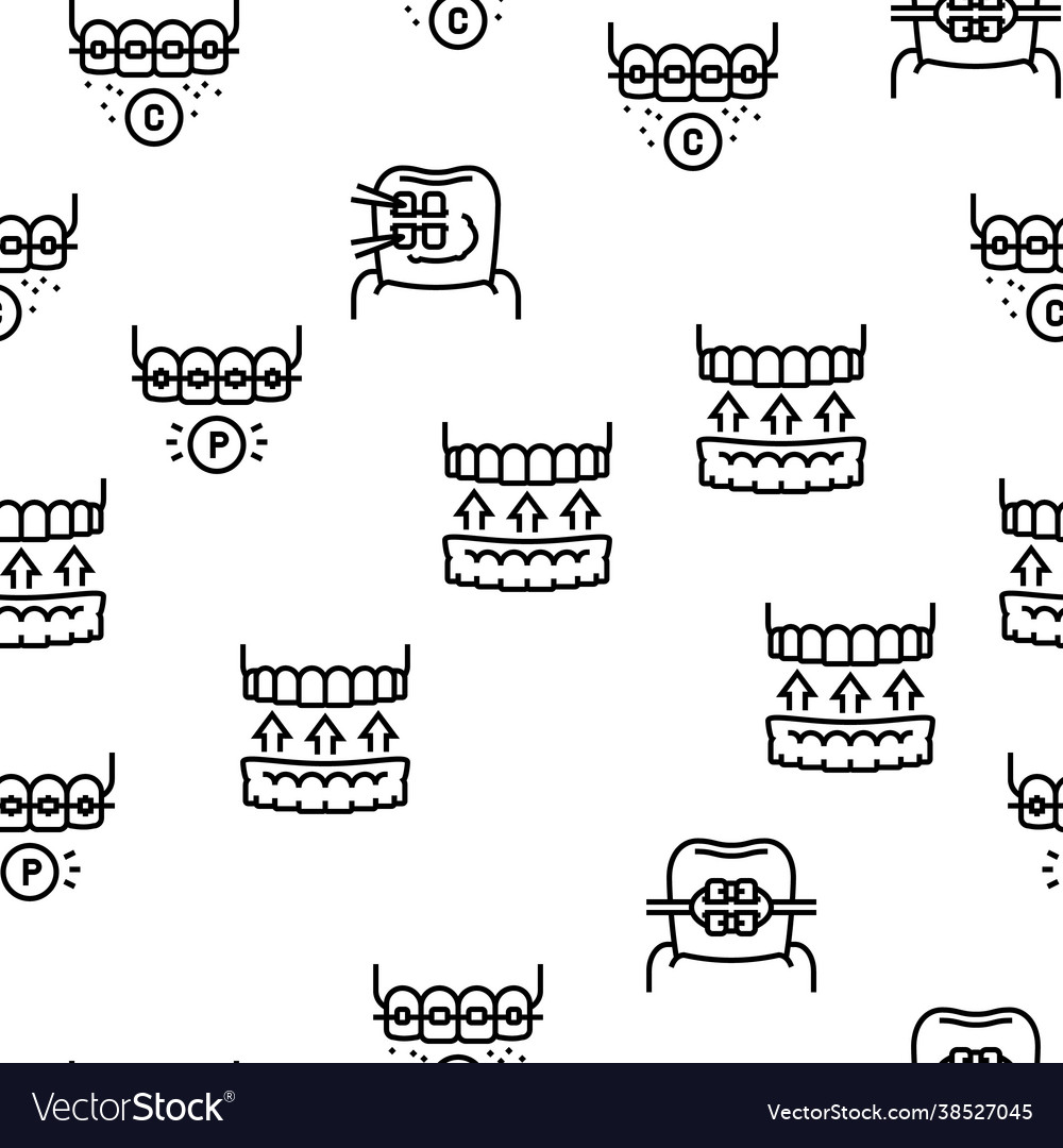 Tooth braces accessory seamless pattern Royalty Free Vector