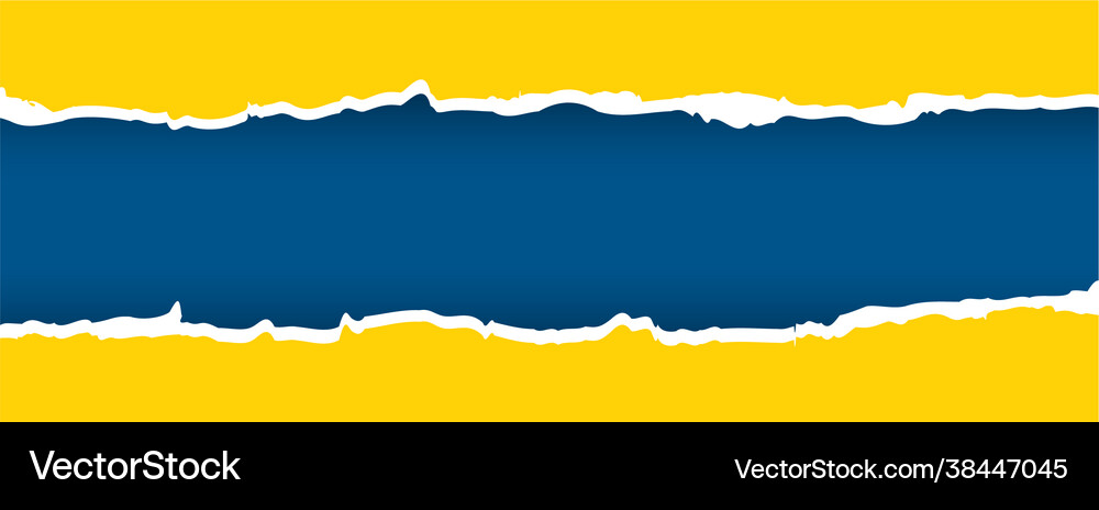 Yellow and blue torn paper effect banner Vector Image