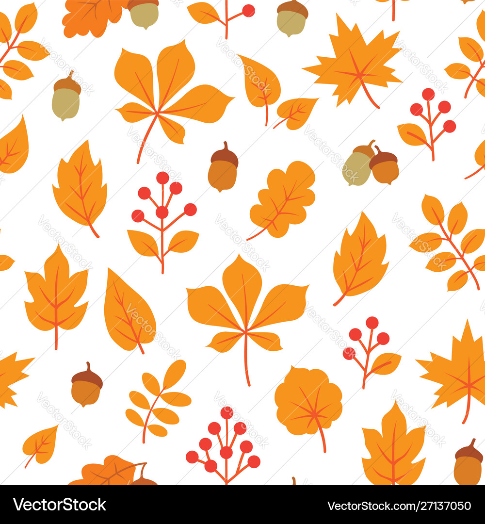 Autumn leaves seamless pattern fall leaf and Vector Image