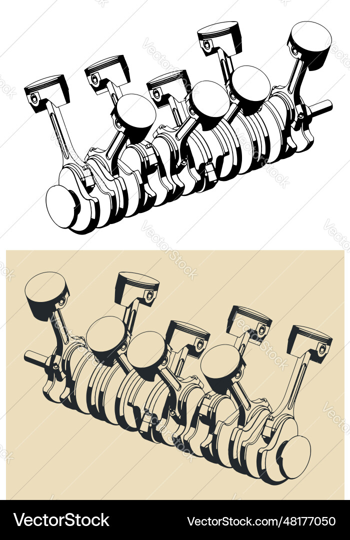 Crankshaft and pistons Royalty Free Vector Image
