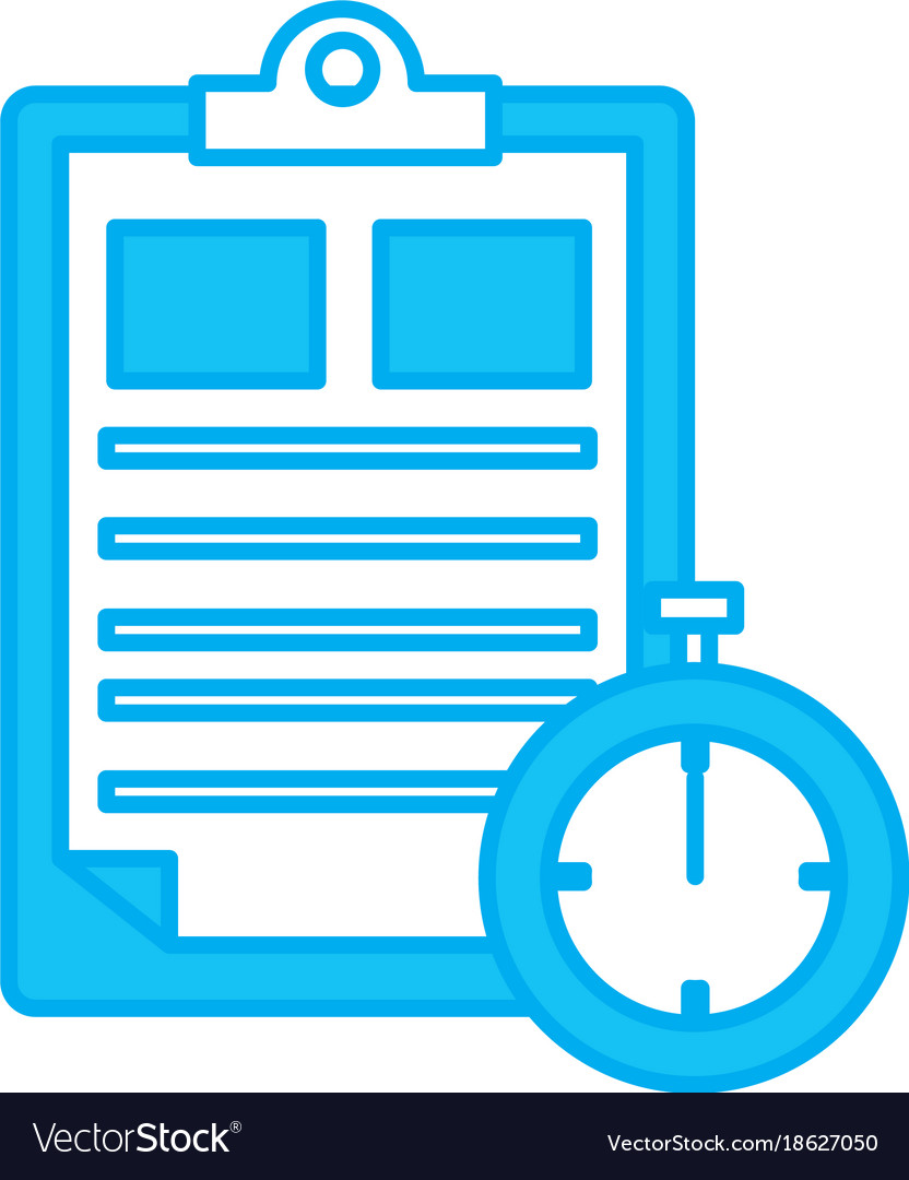 Document board and timer Royalty Free Vector Image