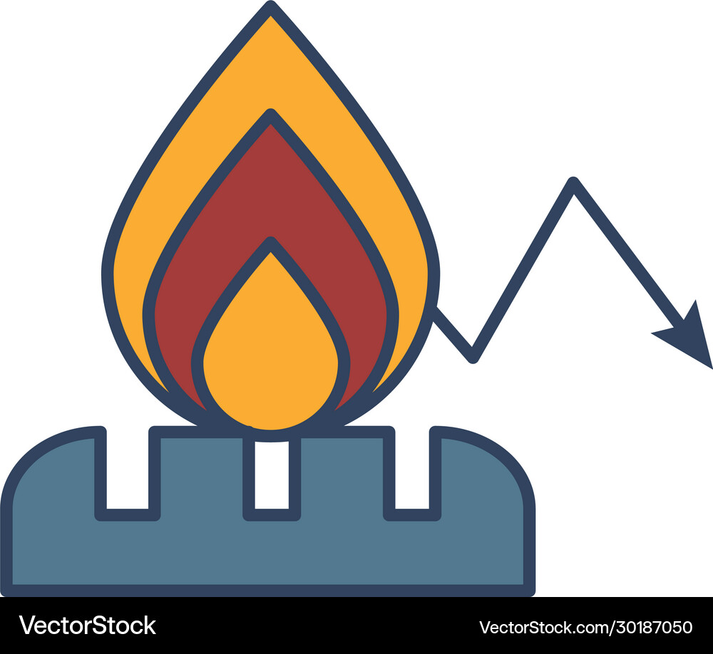 Fire flame with arrow down fill style Royalty Free Vector