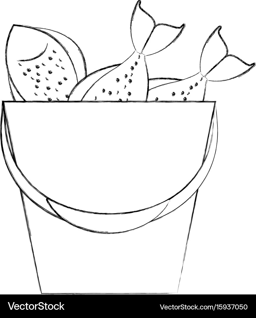 Fishing bucket with fishs Royalty Free Vector Image