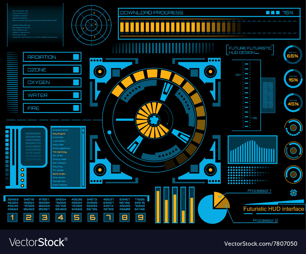 Futuristic Blue HUD Interface Royalty Free Vector Image