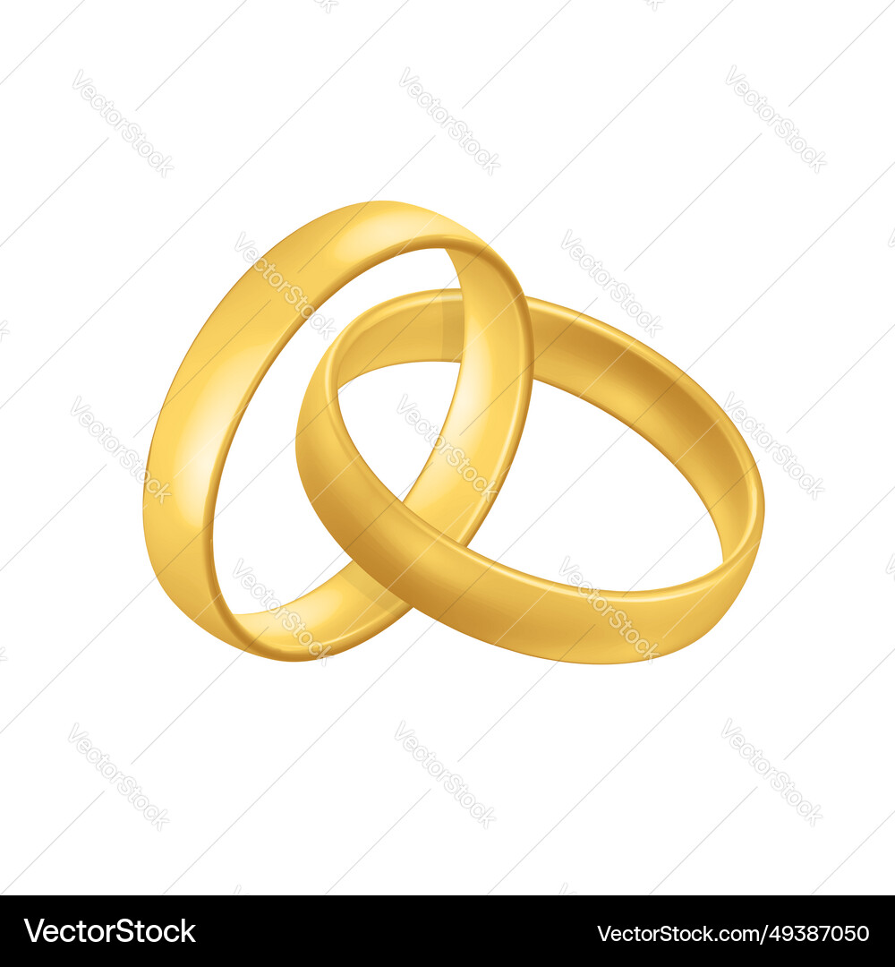 Golden realistic wedding rings with reflection Vector Image