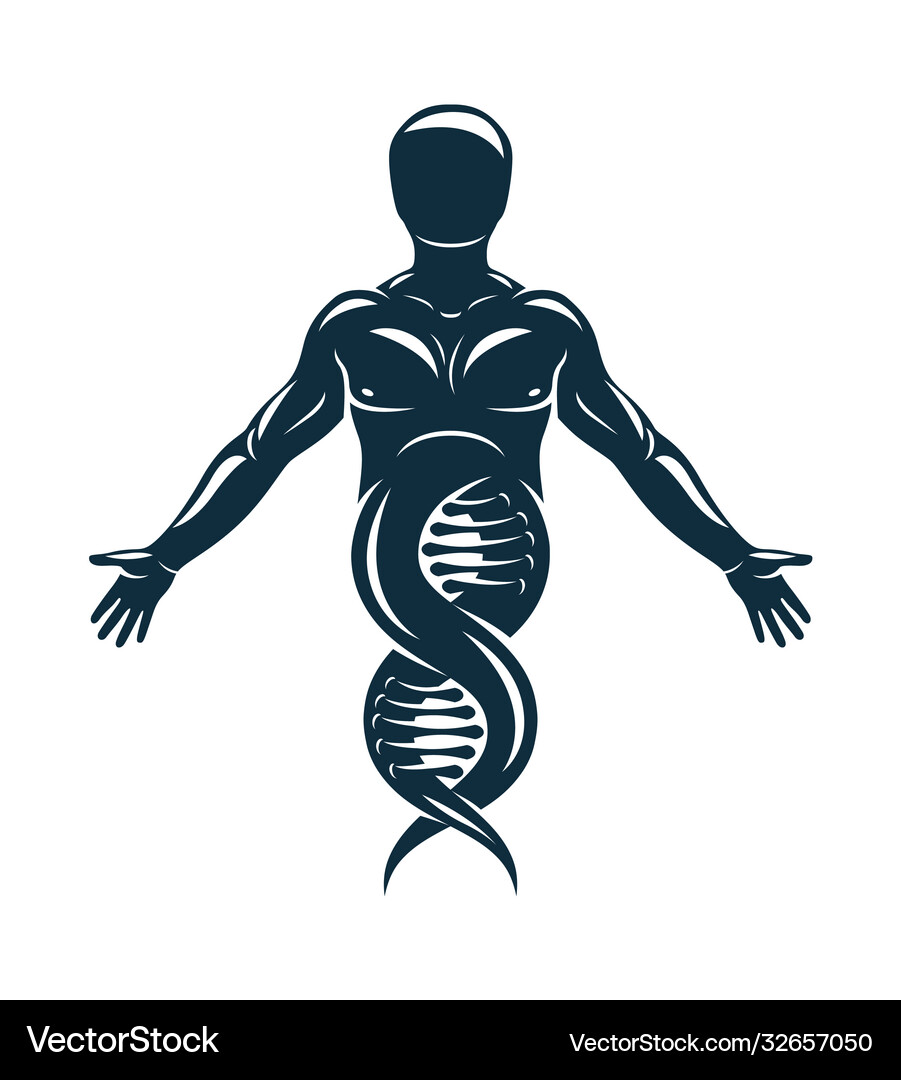 Human athlete depicted as dna strands Royalty Free Vector