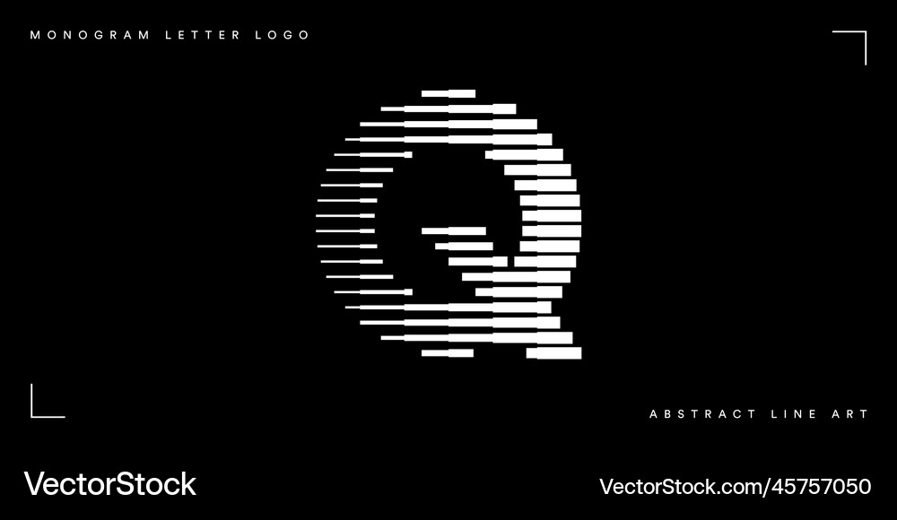 Letter q abstract line art monogram logo Vector Image