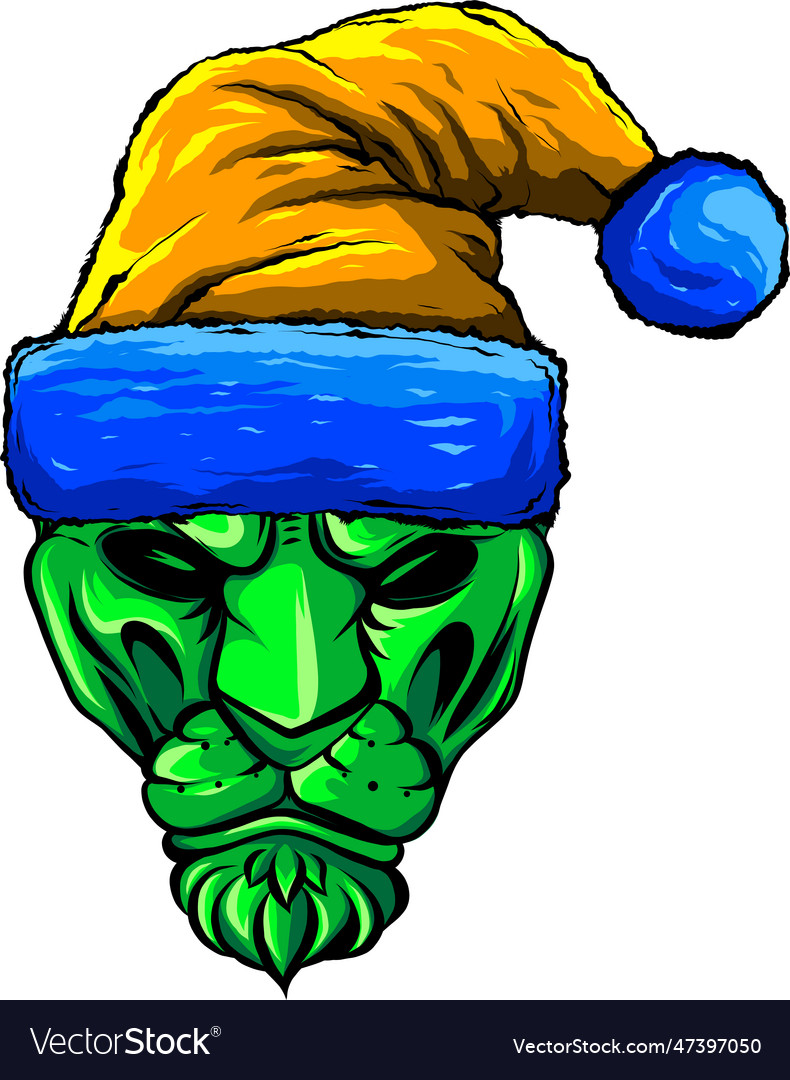 Lion head with christmas Royalty Free Vector Image