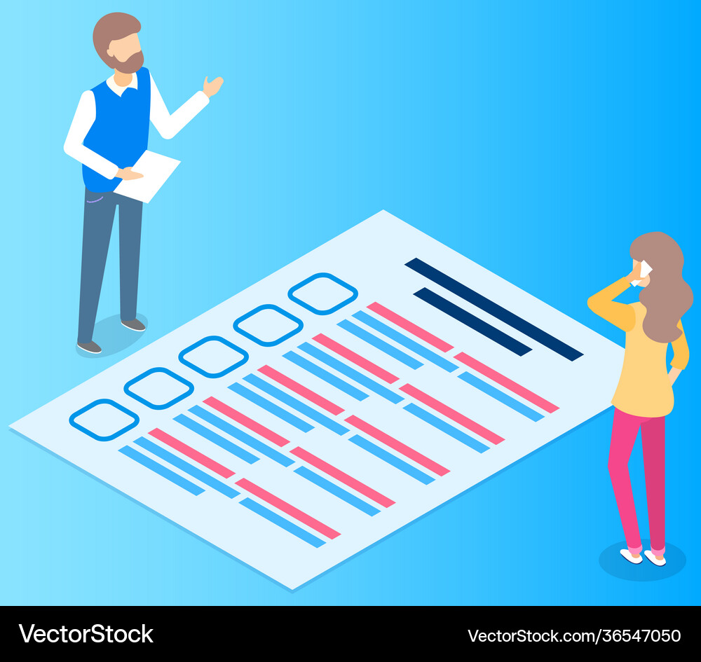 People discuss questionnaire colleagues in Vector Image